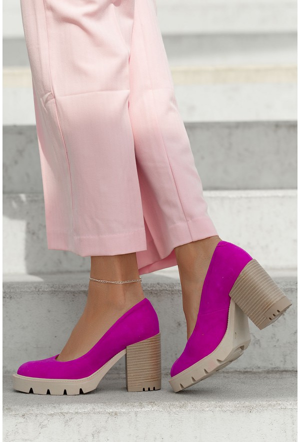 Zamszowe czółenka Menita fuksja - SAWAY