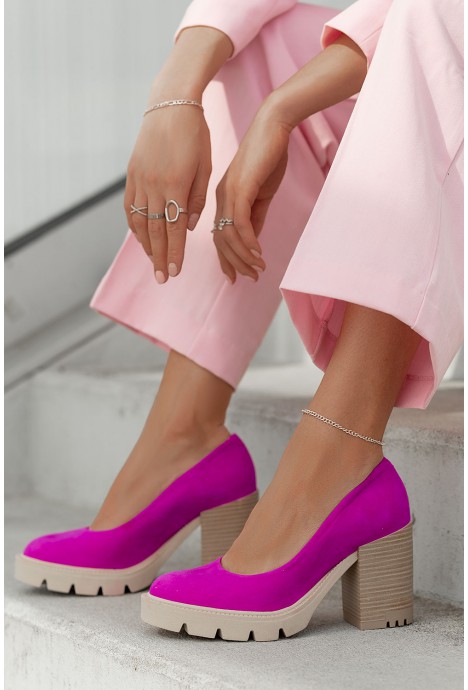 Zamszowe czółenka Menita fuksja - SAWAY