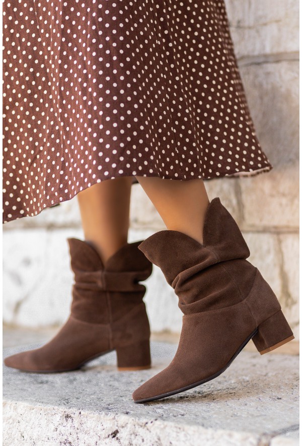 Zamszowe botki Negita brąz - Saway